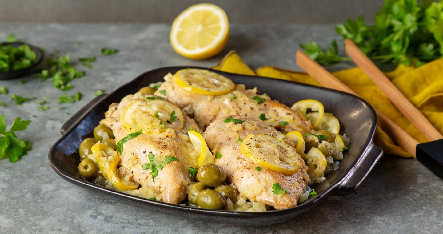 Pollo con aceitunas y limón | Gallo